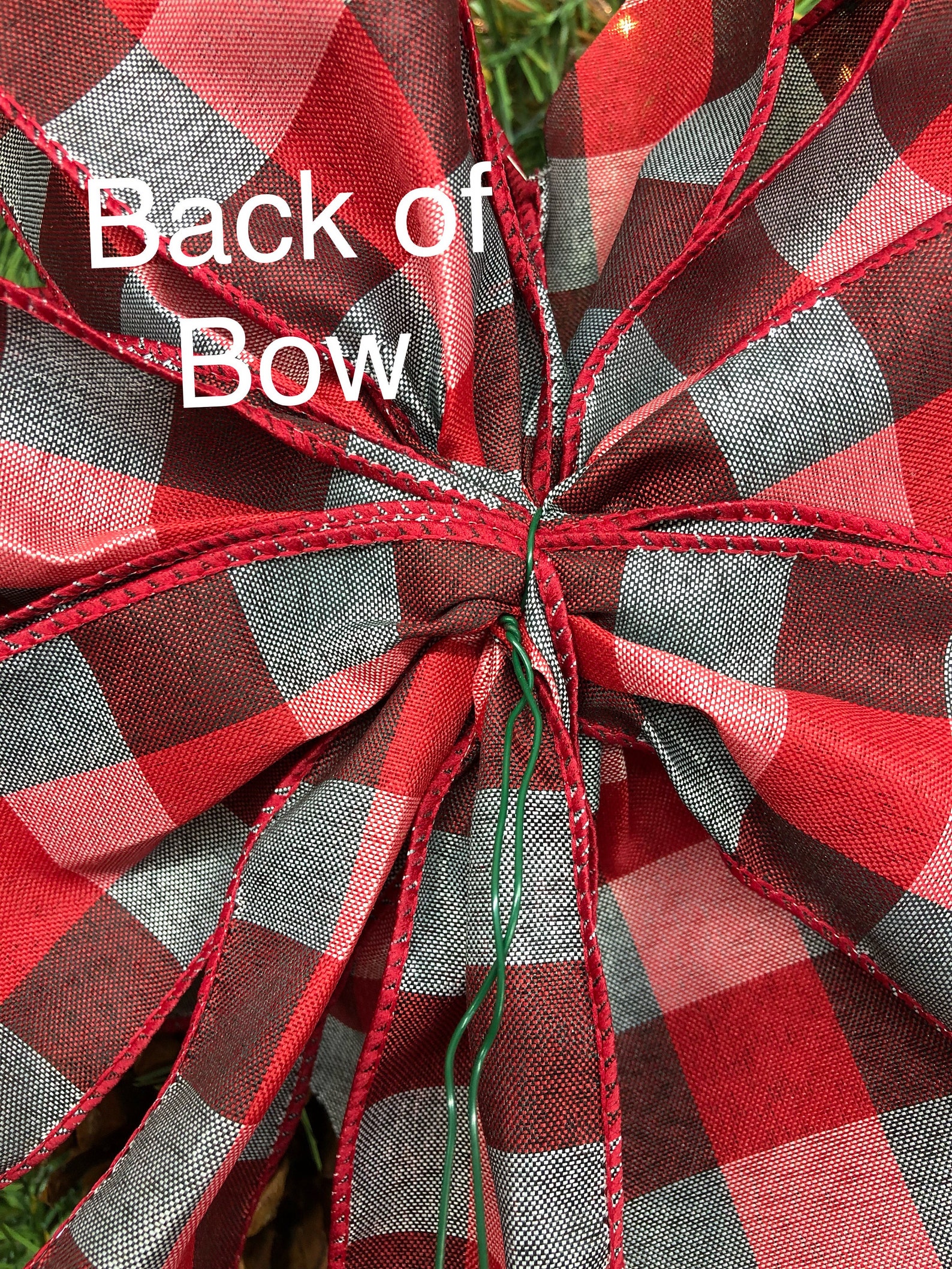 Red Plaid Bow. Rustic Christmas Decor. Red Black and White - Etsy