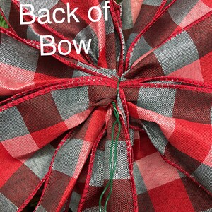 Red Plaid Bow. Rustic Christmas Decor. Red Black and White Plaid Bow ...