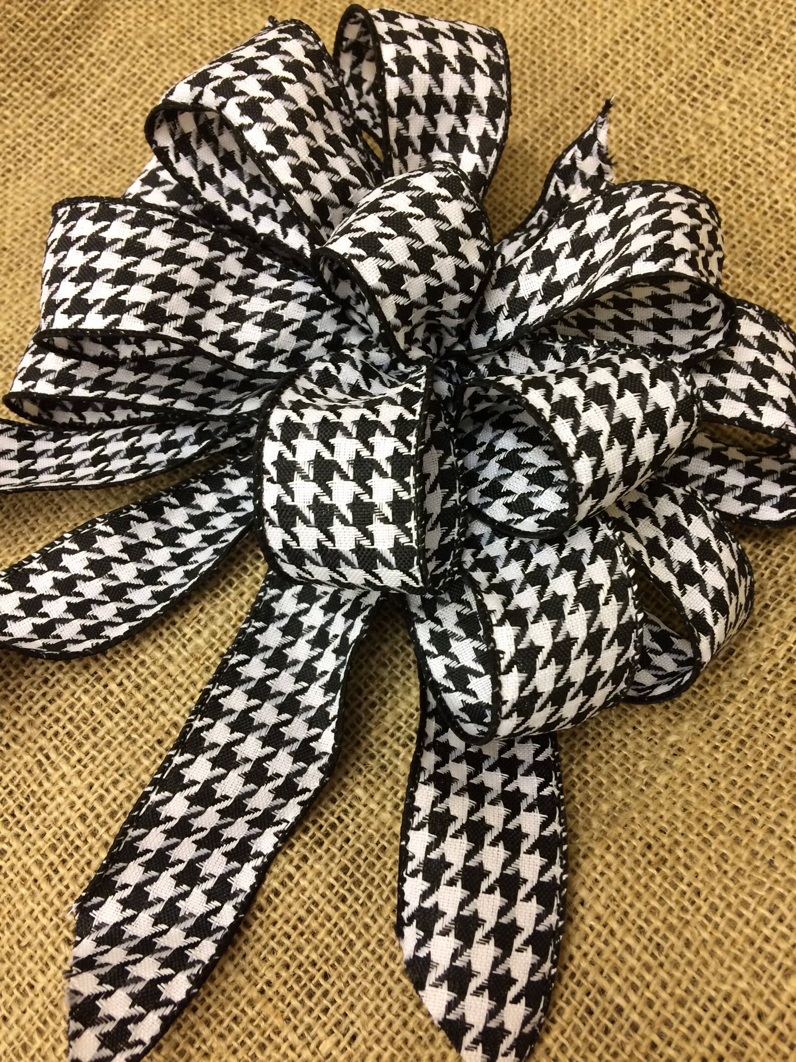 Houndstooth Bow. Black and White Ribbon. Black and White Bows for ...