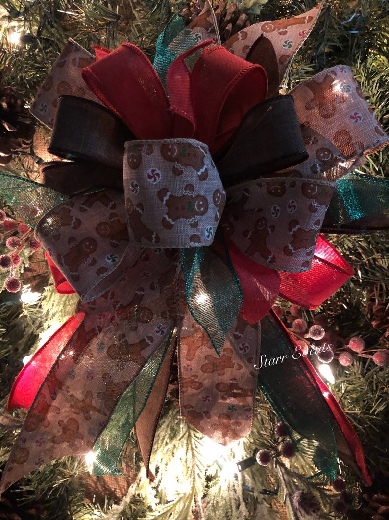Rustic Christmas Bow Gingerbread Man Christmas Wreath Bows. - Etsy