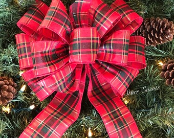 Rustic Christmas Decorations. Plaid Bows Rustic Christmas Decor Red ...