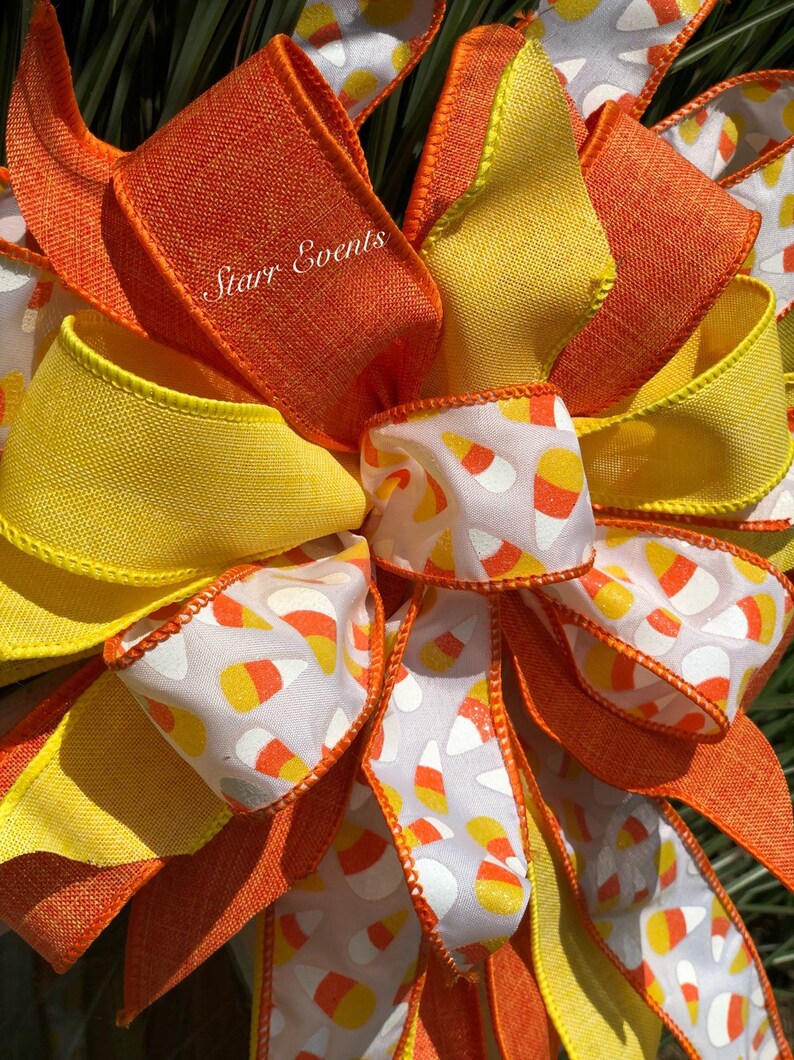 Candy Corn Wreath Bow. Halloween Decor Halloween Wreath Bow. | Etsy