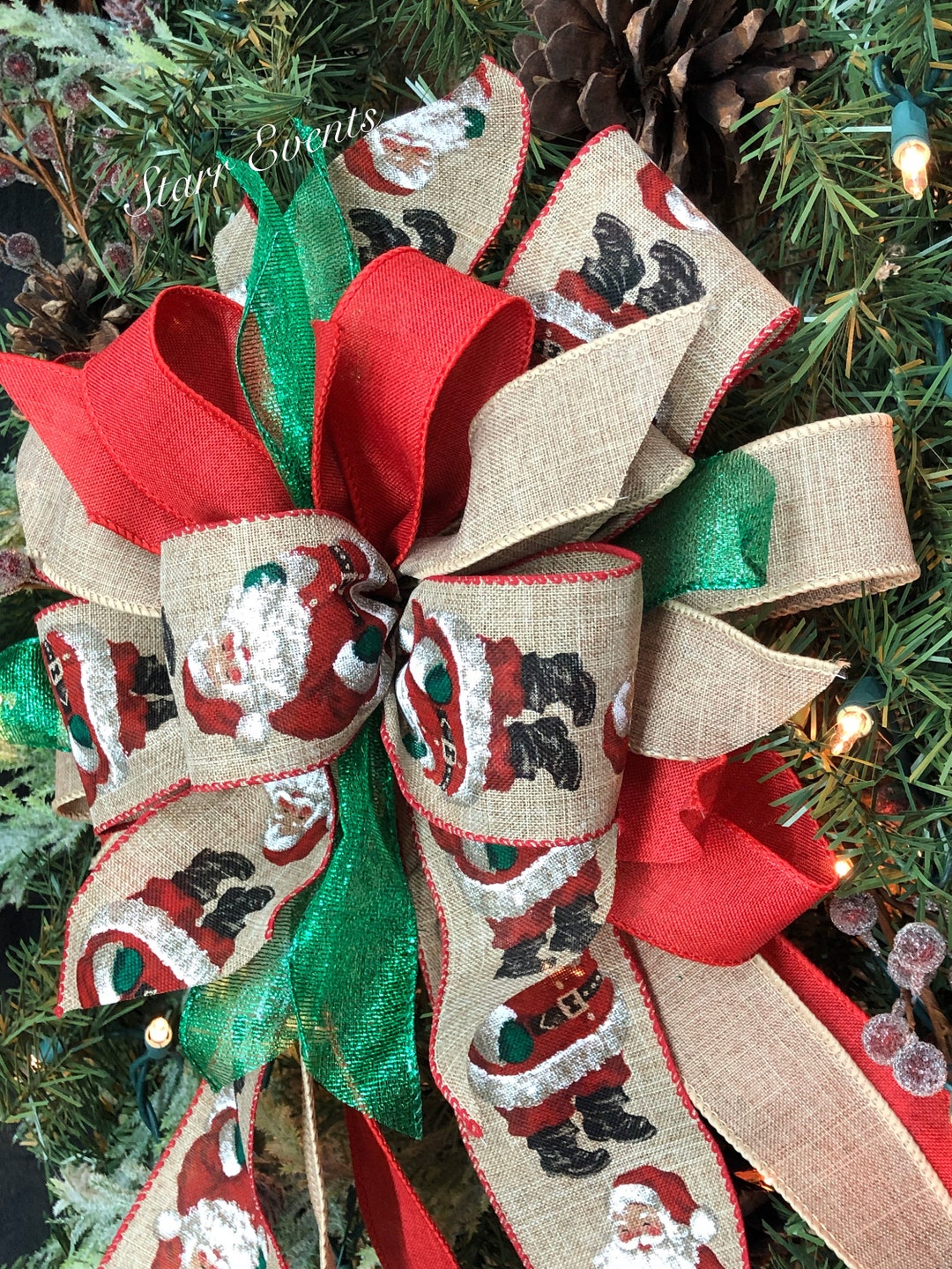 Rustic Christmas Bow Santa Christmas Wreath Bows. Rustic Christmas ...