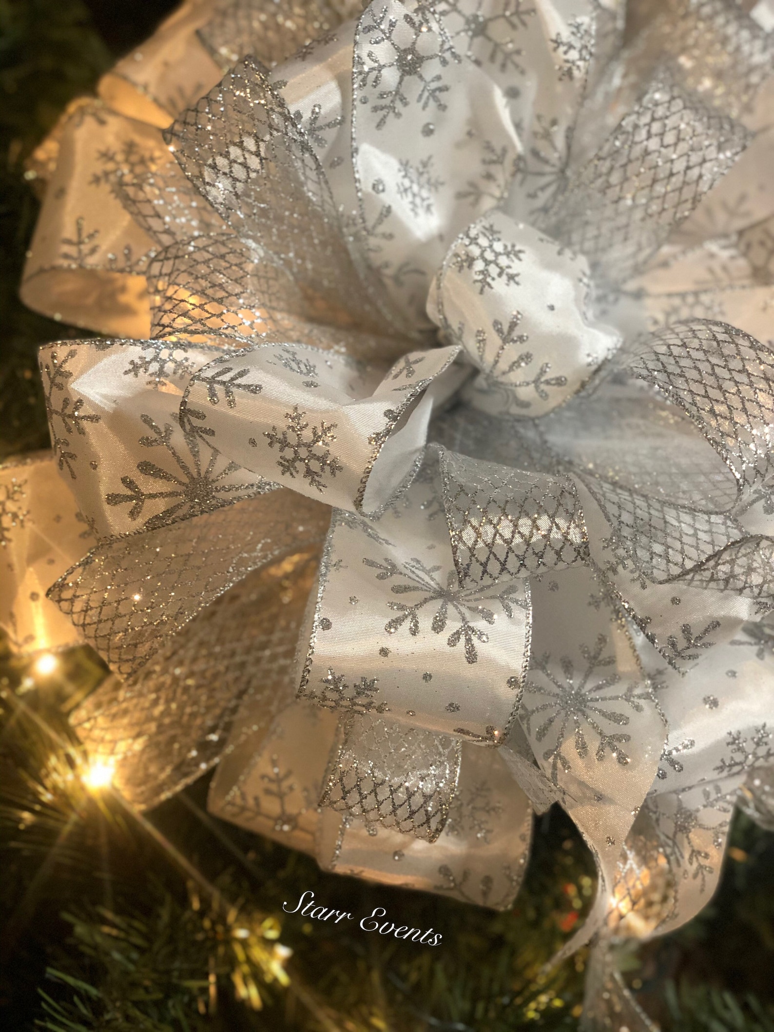 Silver Christmas Tree Topper. Christmas Tree Bows With | Etsy