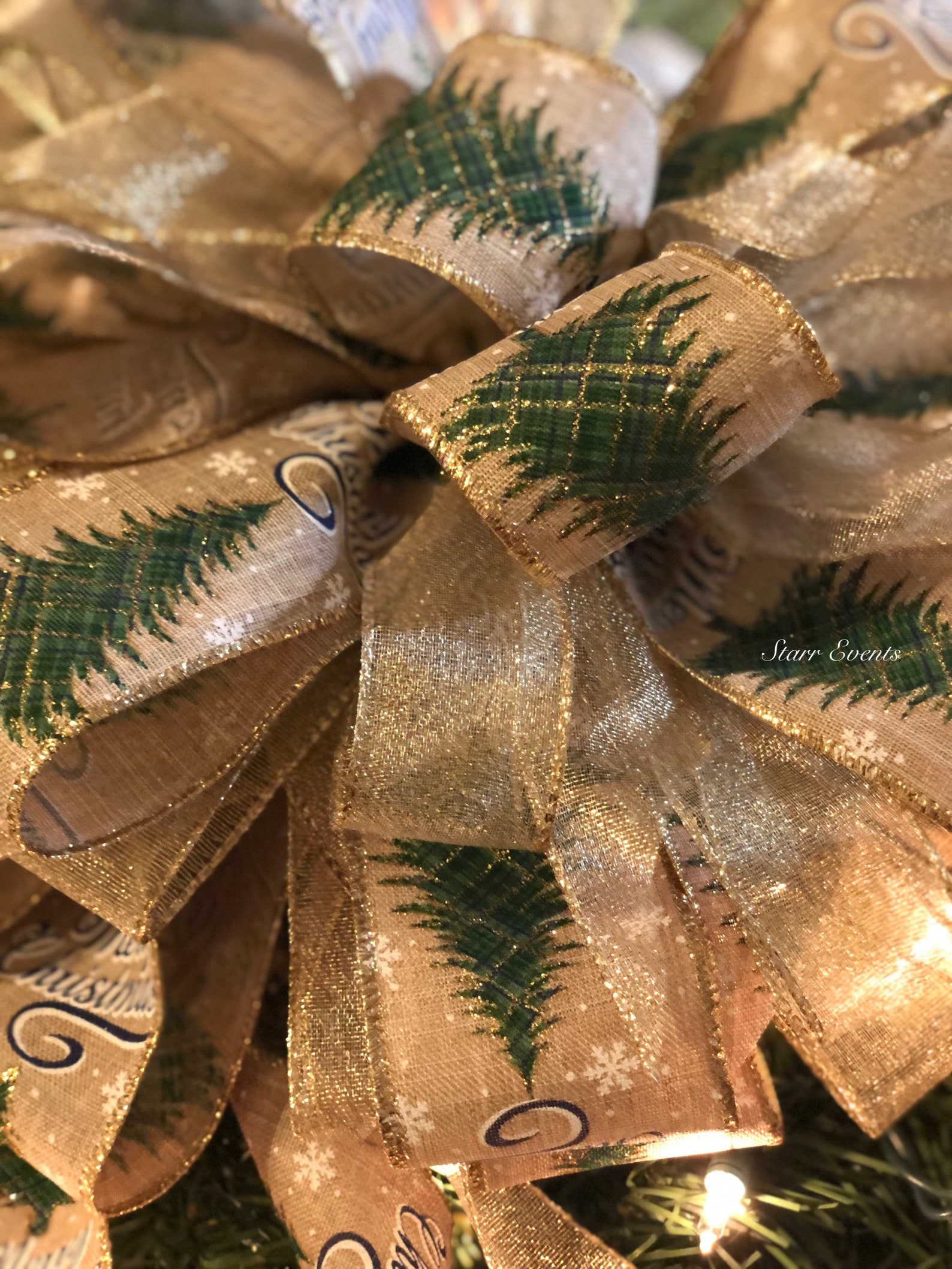 Rustic Christmas Tree Topper. Large Rustic Christmas Tree Bows | Etsy