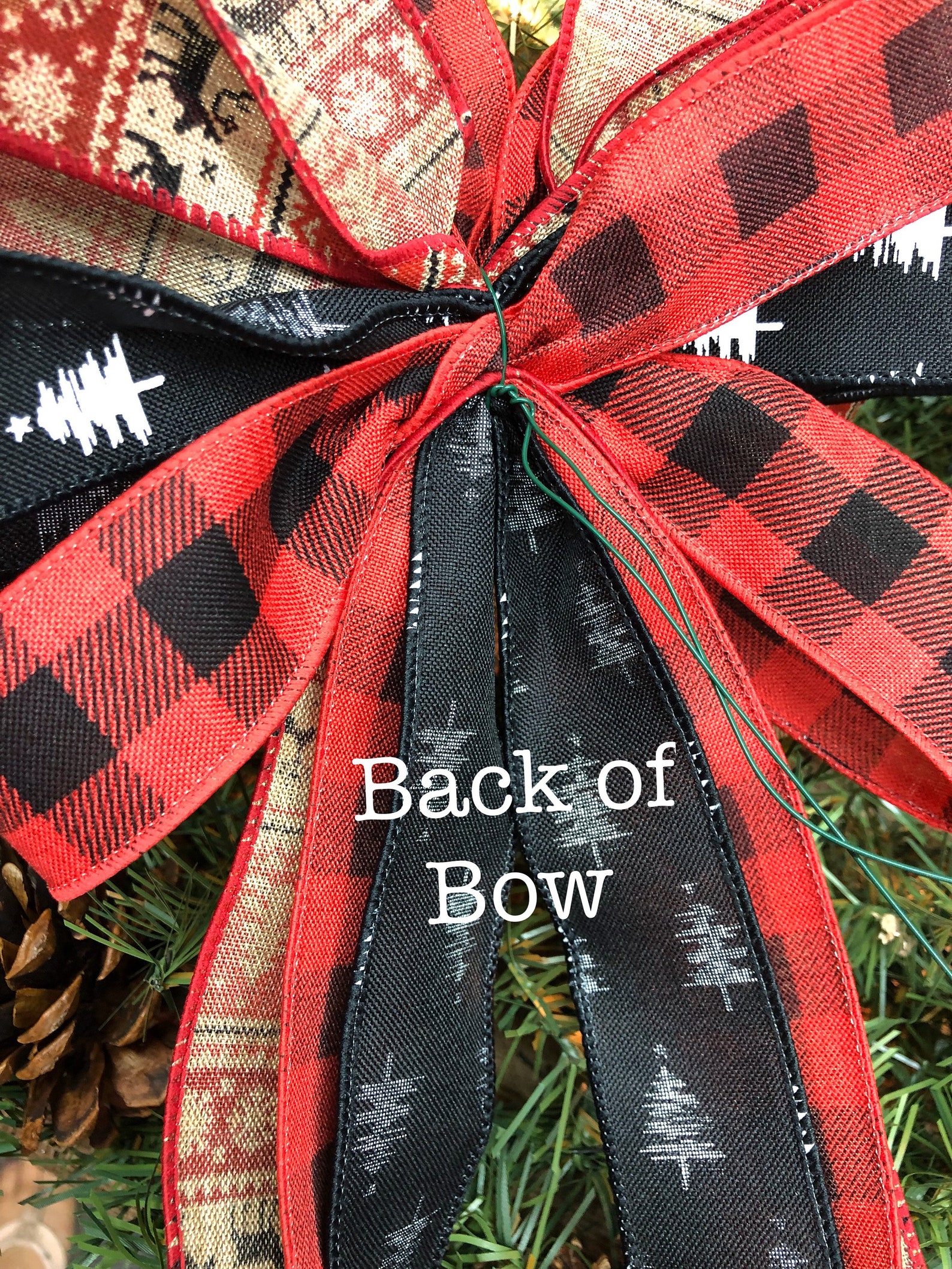 Red and Black Buffalo Plaid Bow. Rustic Christmas Decor. Red - Etsy