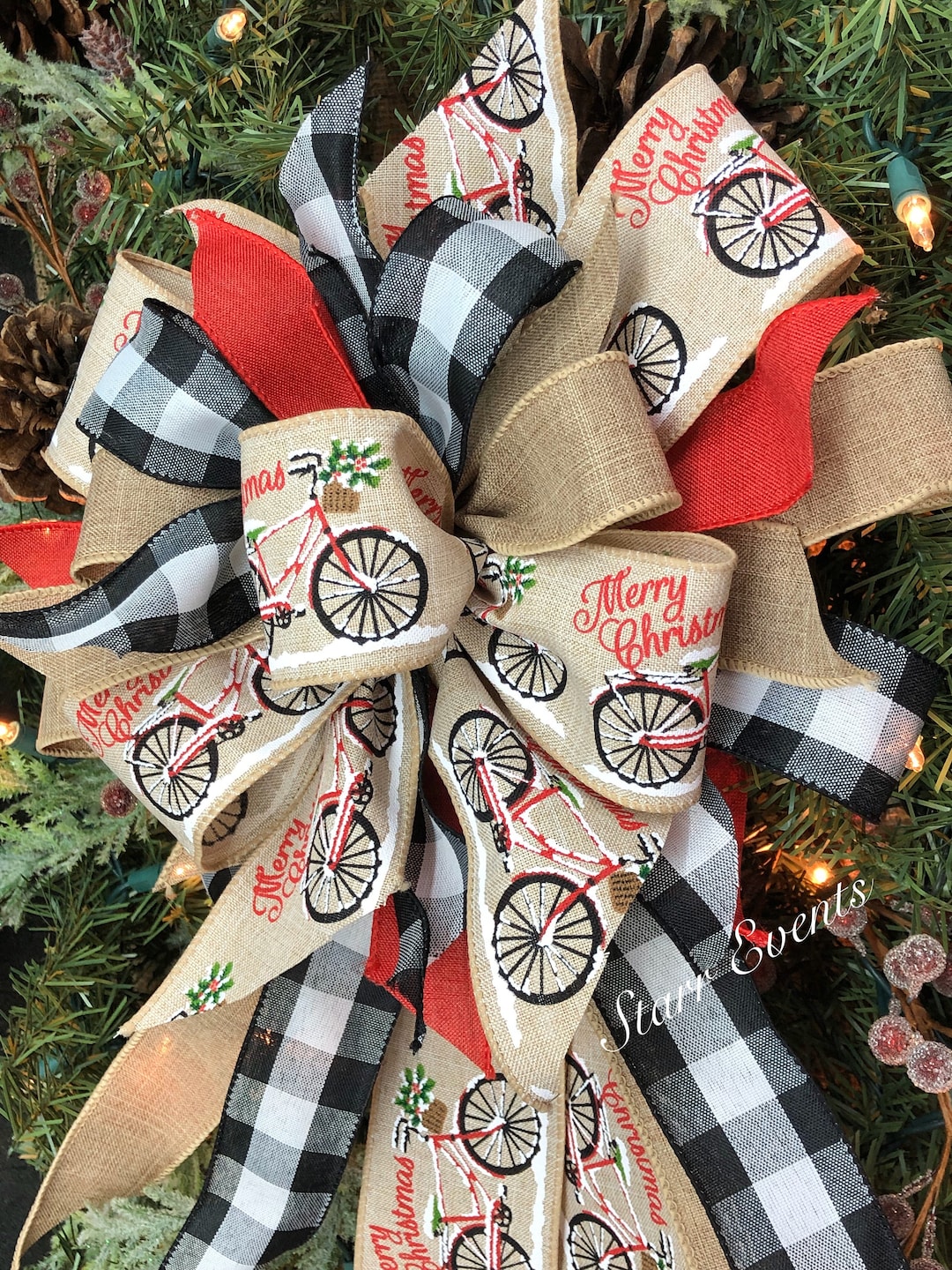 Rustic Christmas Bow Buffalo Plaid Christmas Wreath Bows. Rustic ...