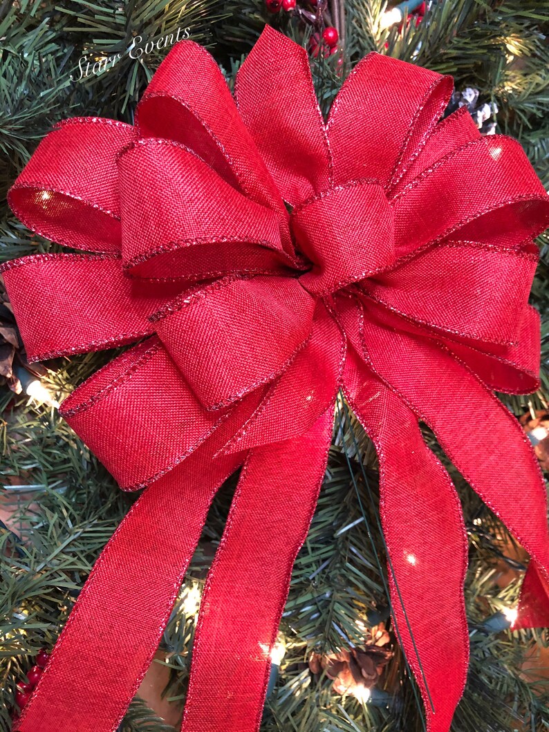 Red Christmas Bows. Christmas Wreath Bows. Rustic Christmas - Etsy