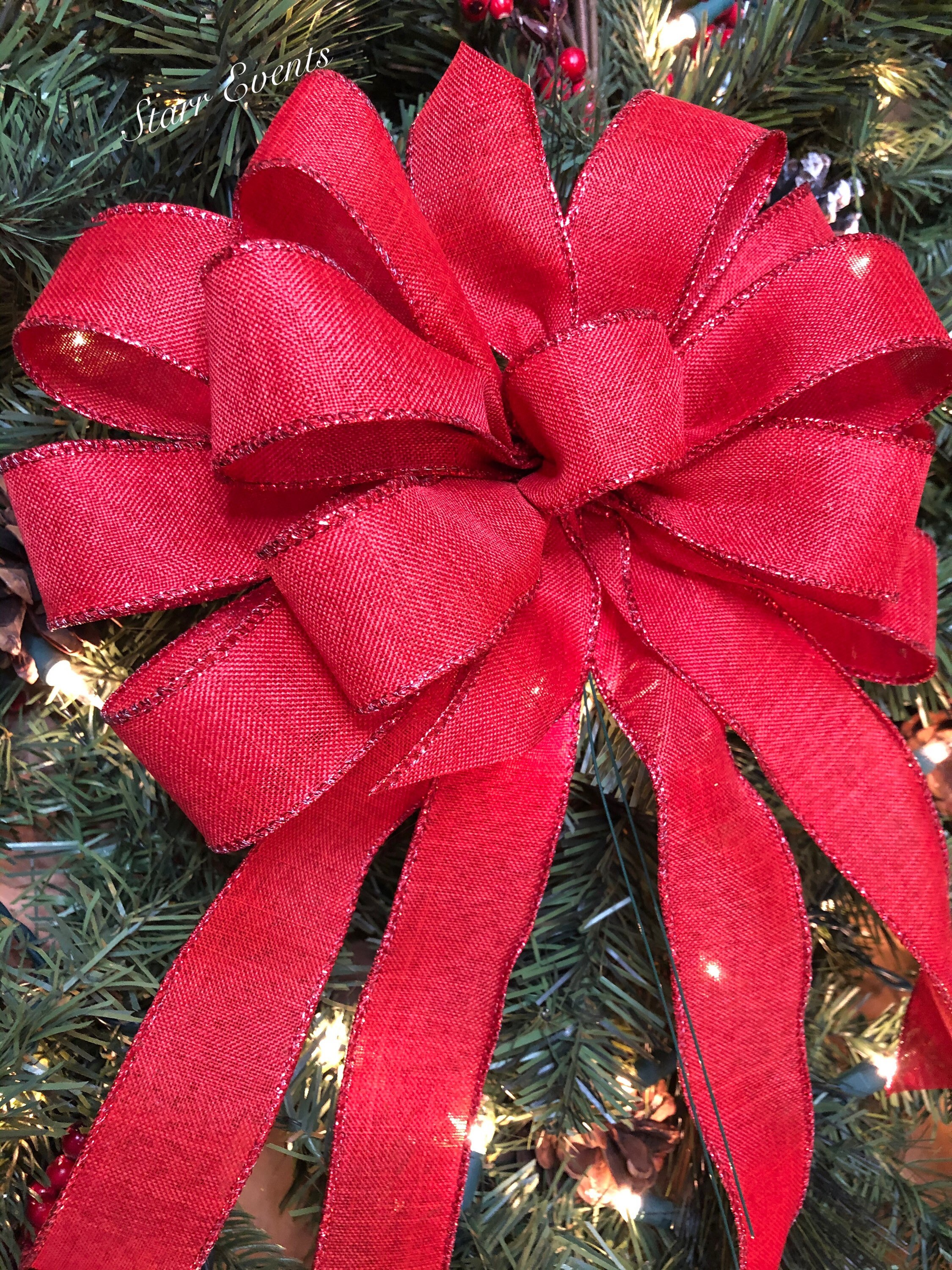 Red Christmas Bows. Christmas Wreath Bows. Rustic Christmas Decorations ...