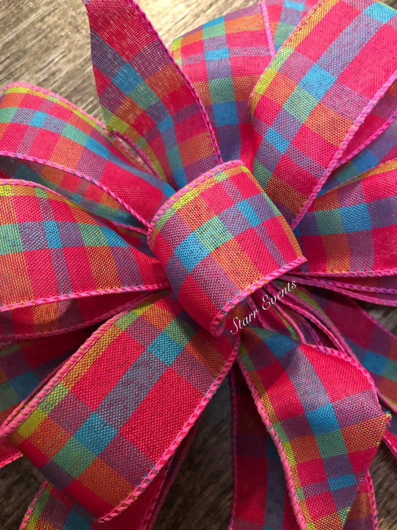Spring Wreath Bow. Plaid Ribbon. Spring Decor. Bows for - Etsy