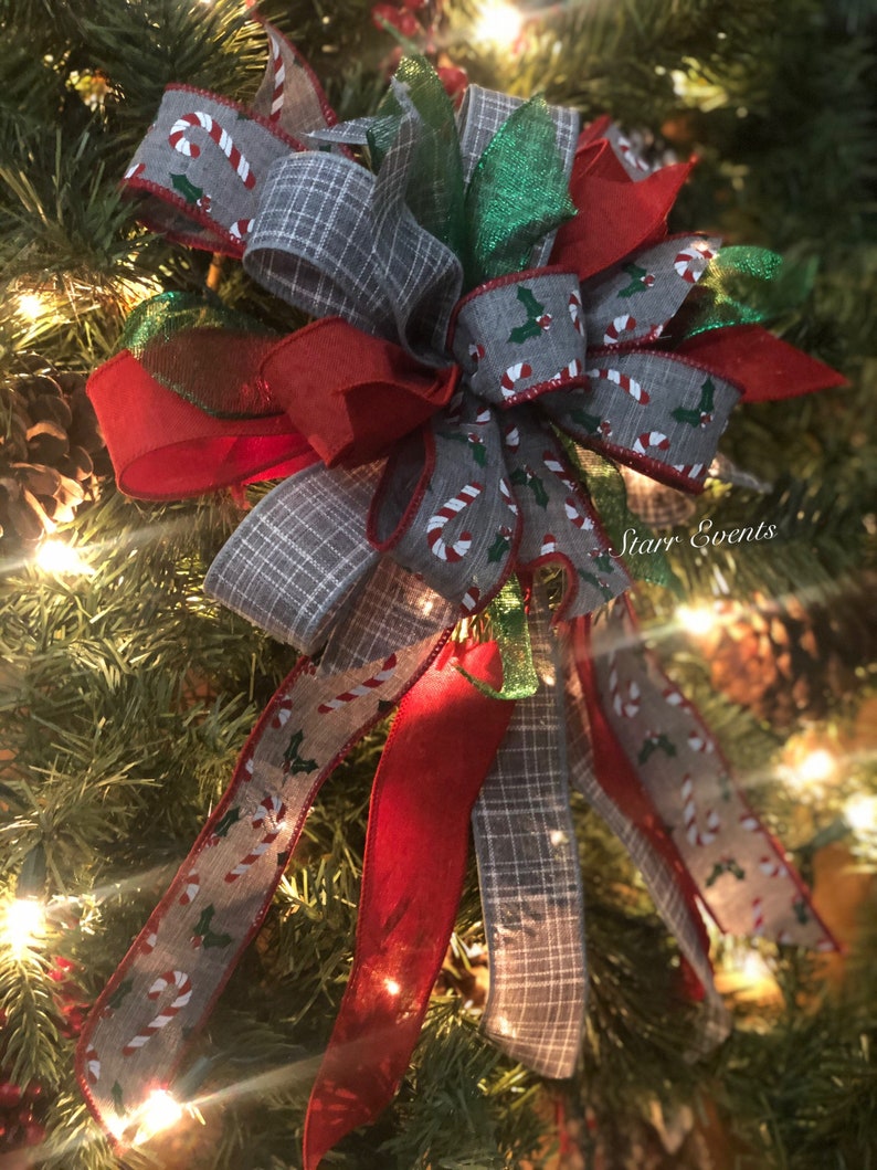 Farmhouse Christmas Bow. Gray Christmas Decor Rustic Christmas | Etsy