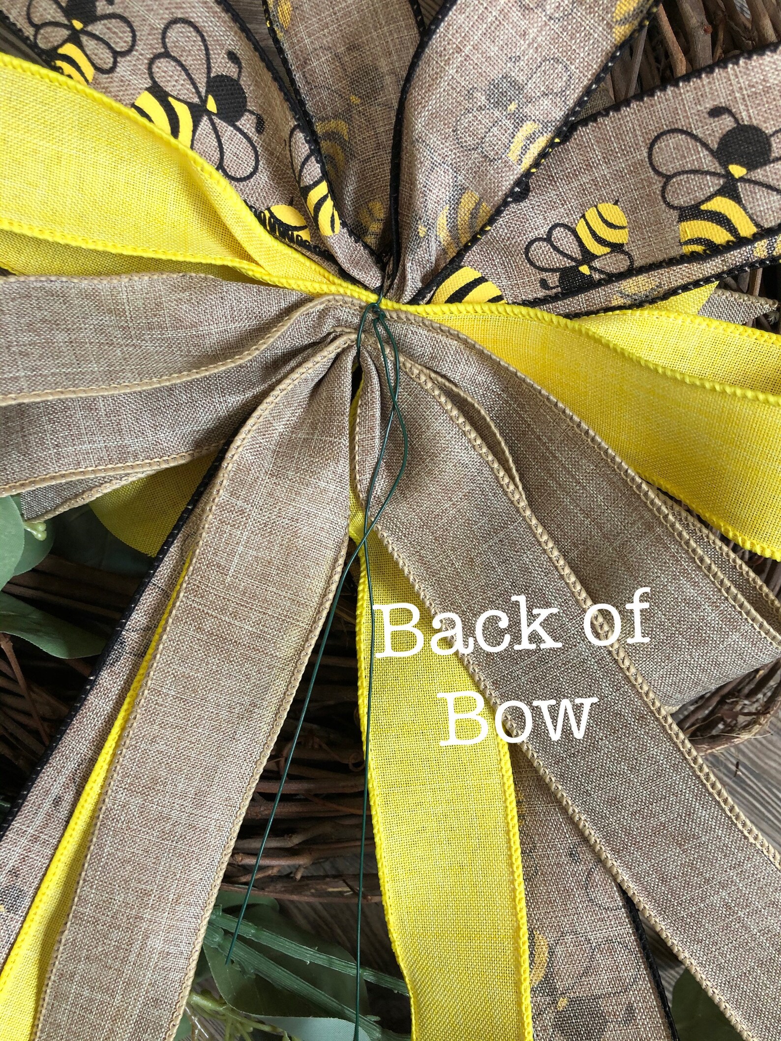 Bumble Bee Wreath Bow. Bumble Bee Ribbon. Bows for Wreaths. | Etsy