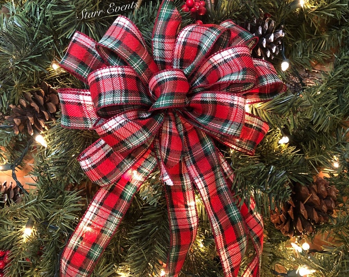 Rustic Christmas Decorations. Plaid Bows Rustic Christmas Decor Red ...