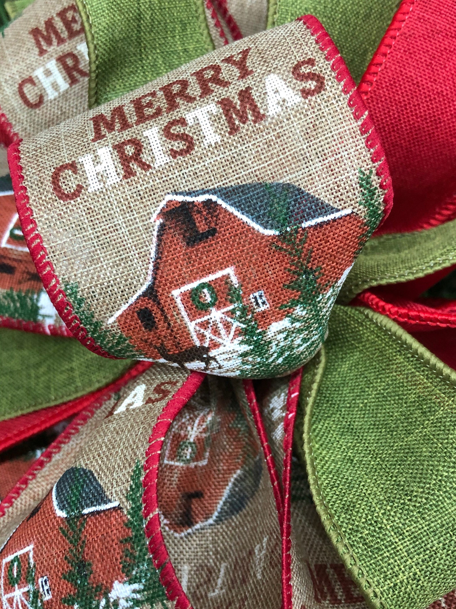 Farmhouse Bow Rustic Christmas Decor Rustic Christmas Ribbon Vintage ...