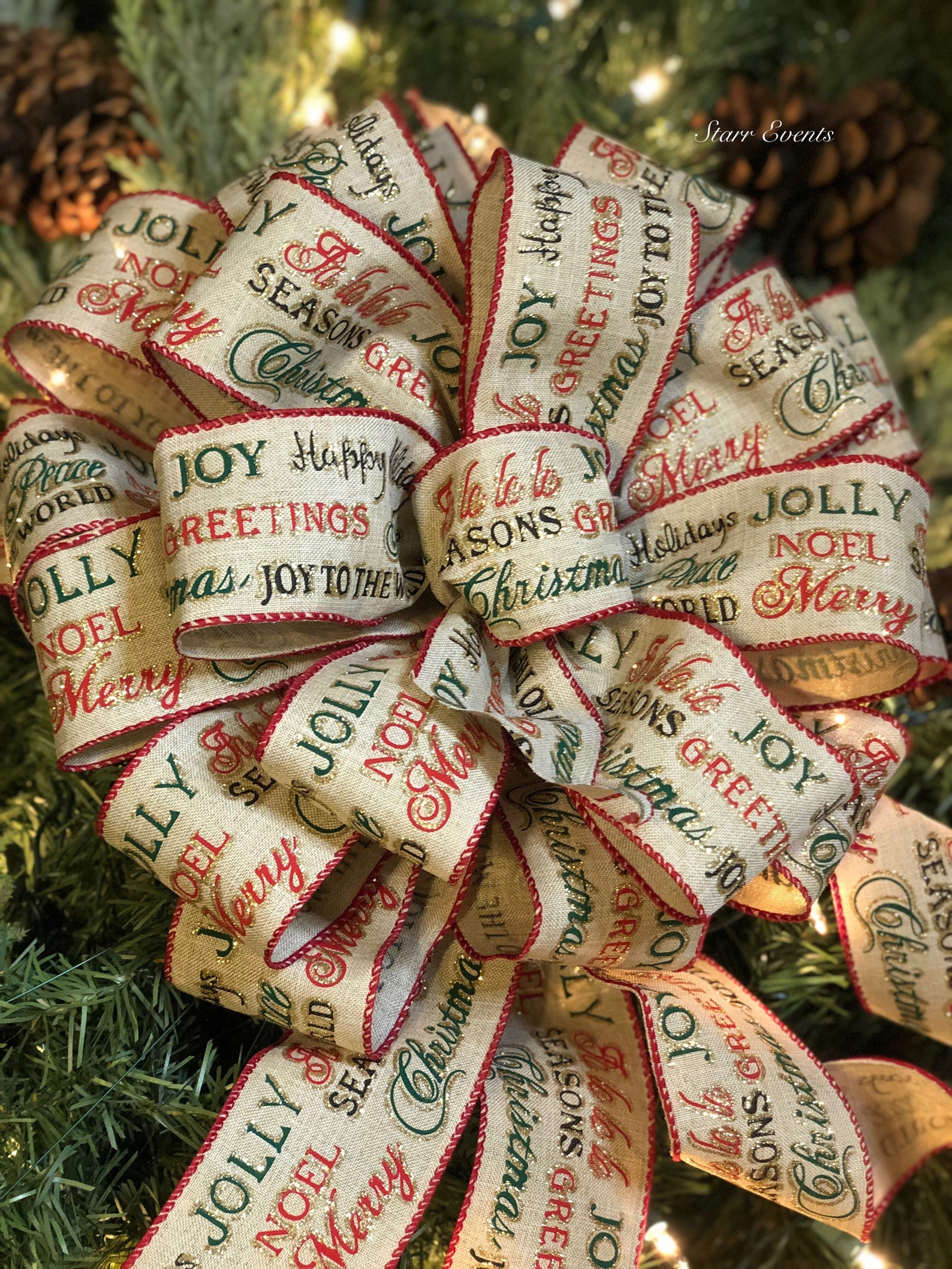 Rustic Christmas Tree Topper. Christmas Tree Bows. Merry - Etsy
