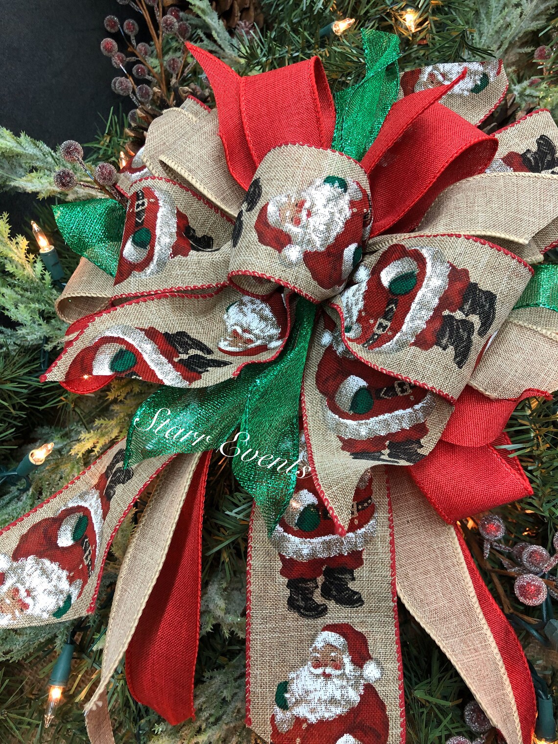 Rustic Christmas Bow Santa Christmas Wreath Bows. Rustic Christmas ...