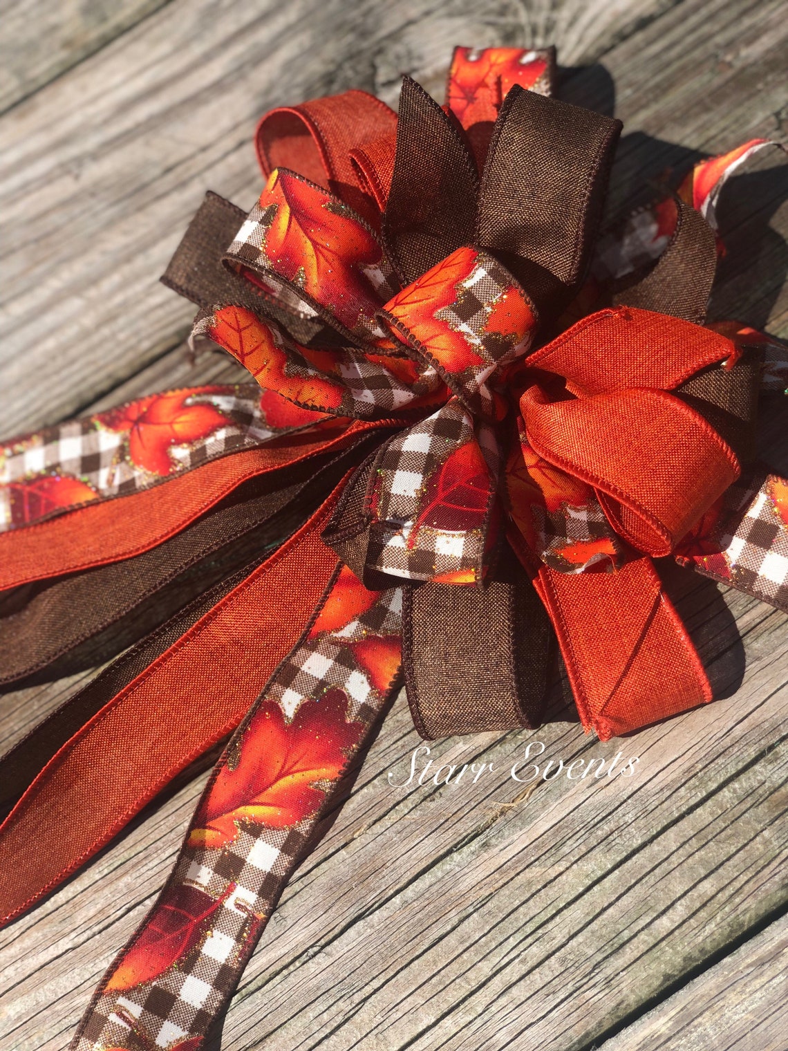 Fall Wreath Bow. Bows for Wreaths Plaid Fall Bows With Leaves - Etsy