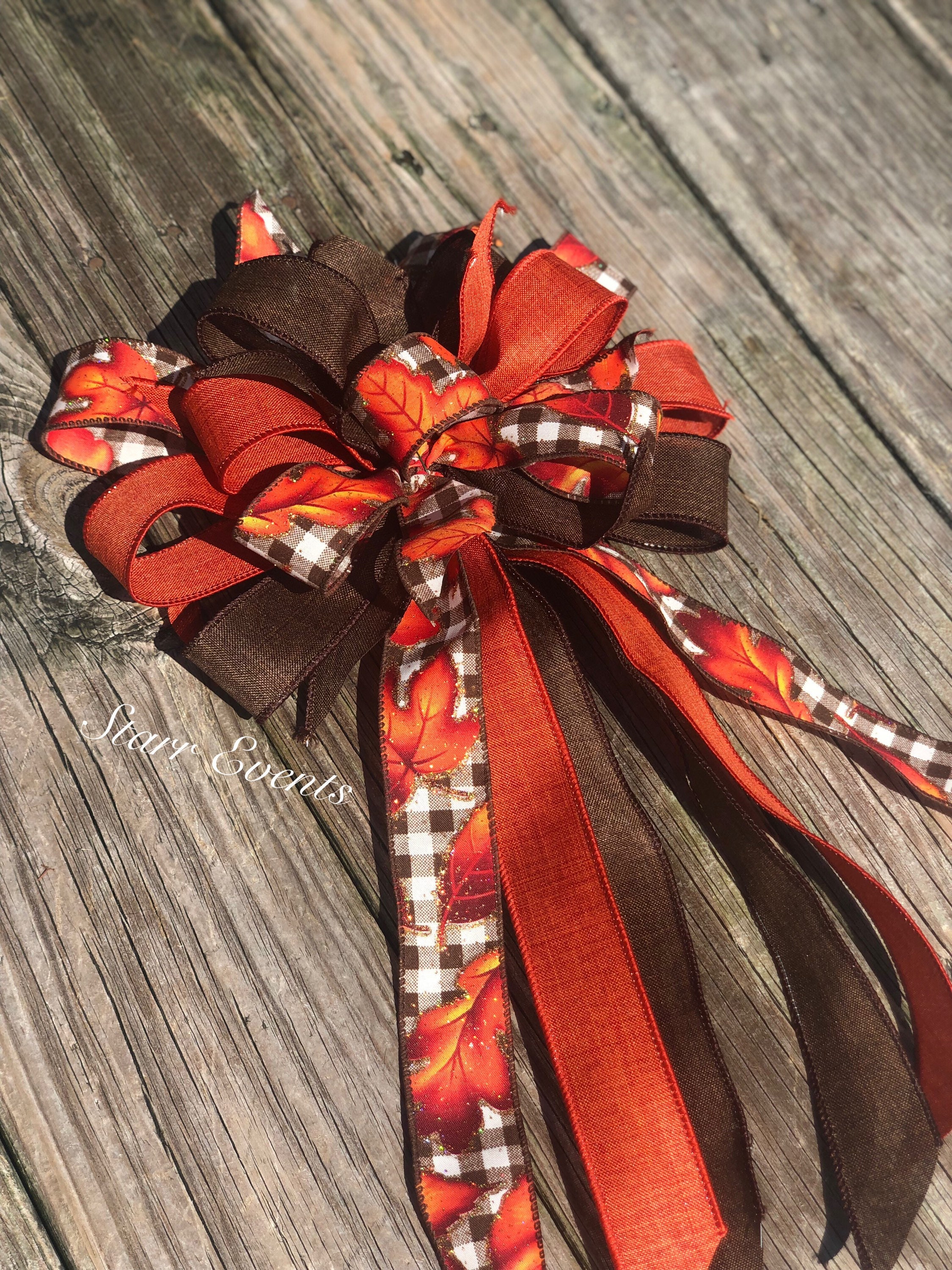 Fall Wreath Bow. Bows for Wreaths Plaid Fall Bows With Leaves - Etsy