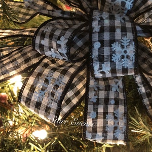 Buffalo Plaid Bow. Rustic Christmas Decor. Black and White - Etsy