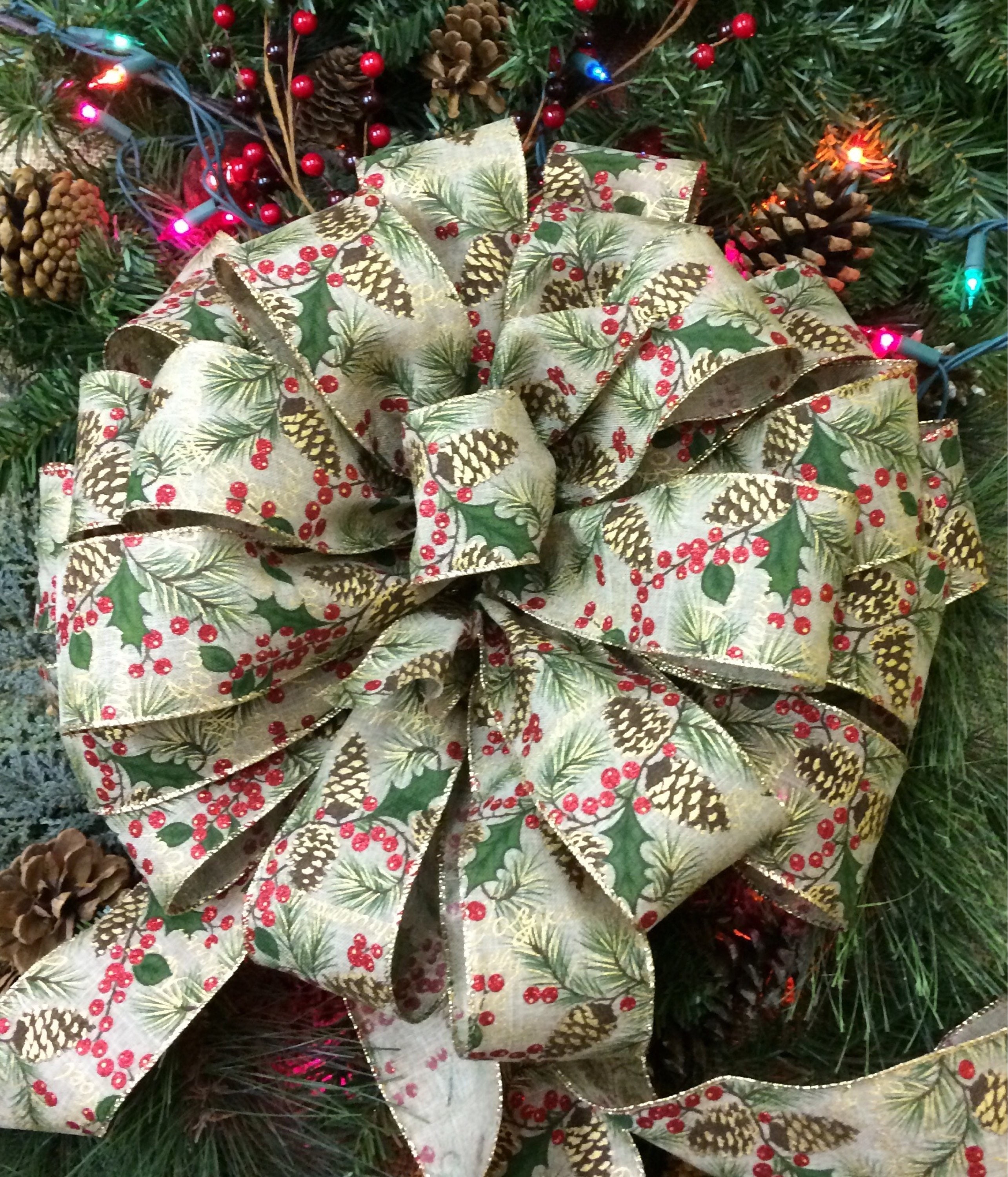 Rustic Christmas Tree Topper. Large Christmas Bows. Rustic Christmas ...