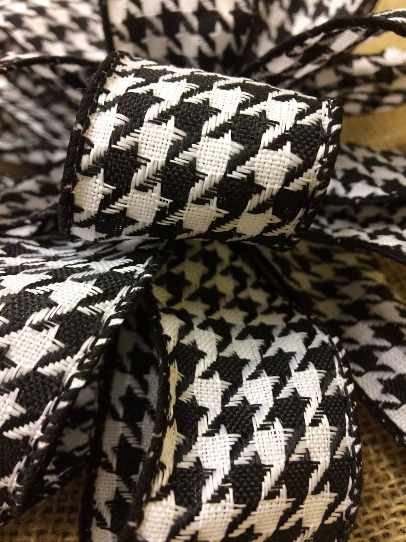 Houndstooth Bow. Black and White Ribbon. Black and White Bows for ...