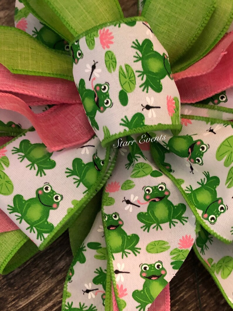 Frog Wreath Bow. Frog Ribbon. Frog Decor Summer Wreath Bow. - Etsy