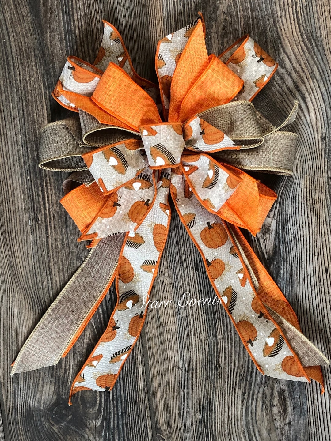 Fall Wreath Bow. Fall Bows. Pumpkin Pie Bows. Bows With Pumpkin Pie ...