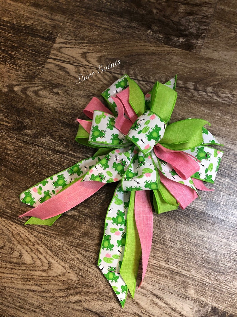 Frog Wreath Bow. Frog Ribbon. Frog Decor Summer Wreath Bow. - Etsy