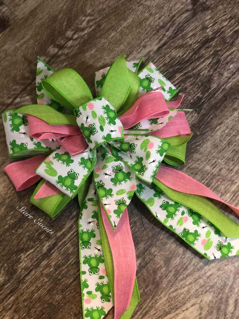 Frog Wreath Bow. Frog Ribbon. Frog Decor Summer Wreath Bow. - Etsy