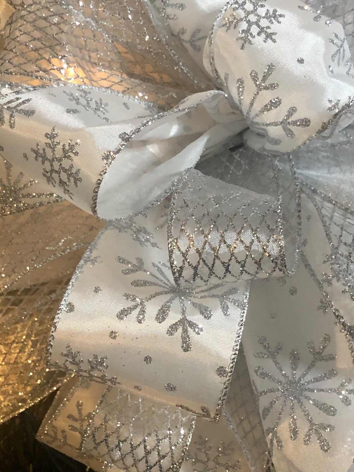 Silver Christmas Tree Topper. Christmas Tree Bows With | Etsy