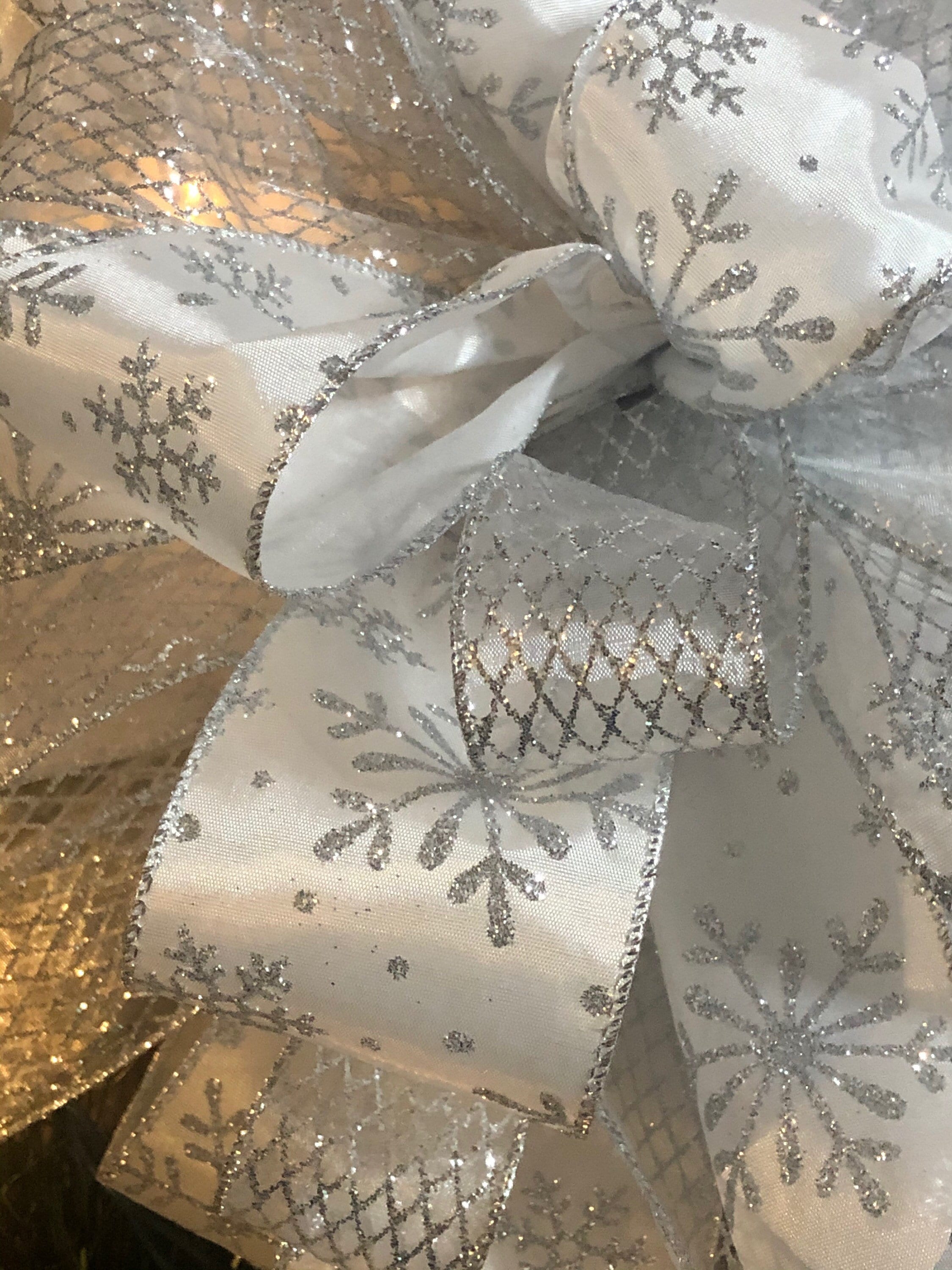 Silver Christmas Tree Topper. Christmas Tree Bows With | Etsy