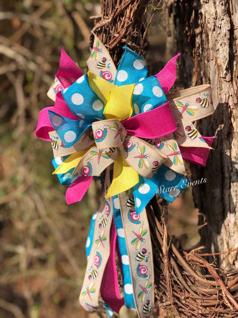 Spring Decor. Whimsical Spring Wreath Bow. Spring Decorations. - Etsy