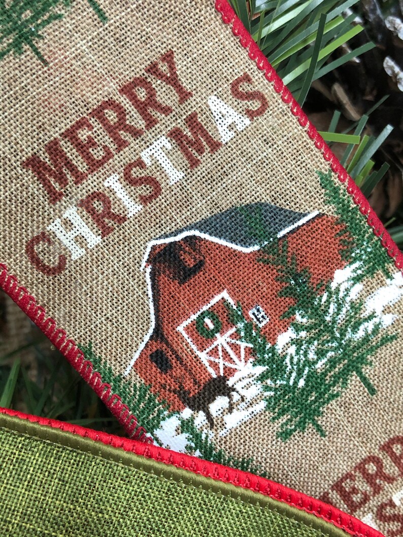 Farmhouse Bow Rustic Christmas Decor Rustic Christmas Ribbon Vintage ...