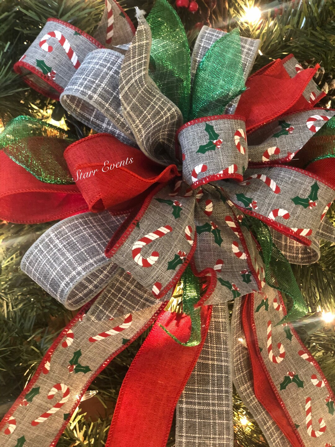 Farmhouse Christmas Bow. Gray Christmas Decor Rustic Christmas ...