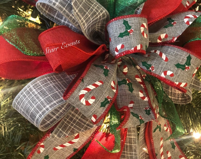 Farmhouse Christmas Bow. Gray Christmas Decor Rustic Christmas ...