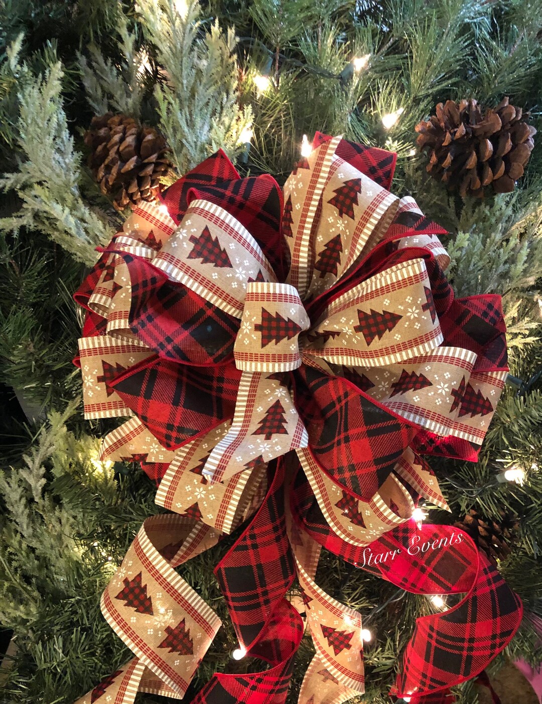 Rustic Christmas Tree Topper. Large Rustic Christmas Tree Bows - Etsy
