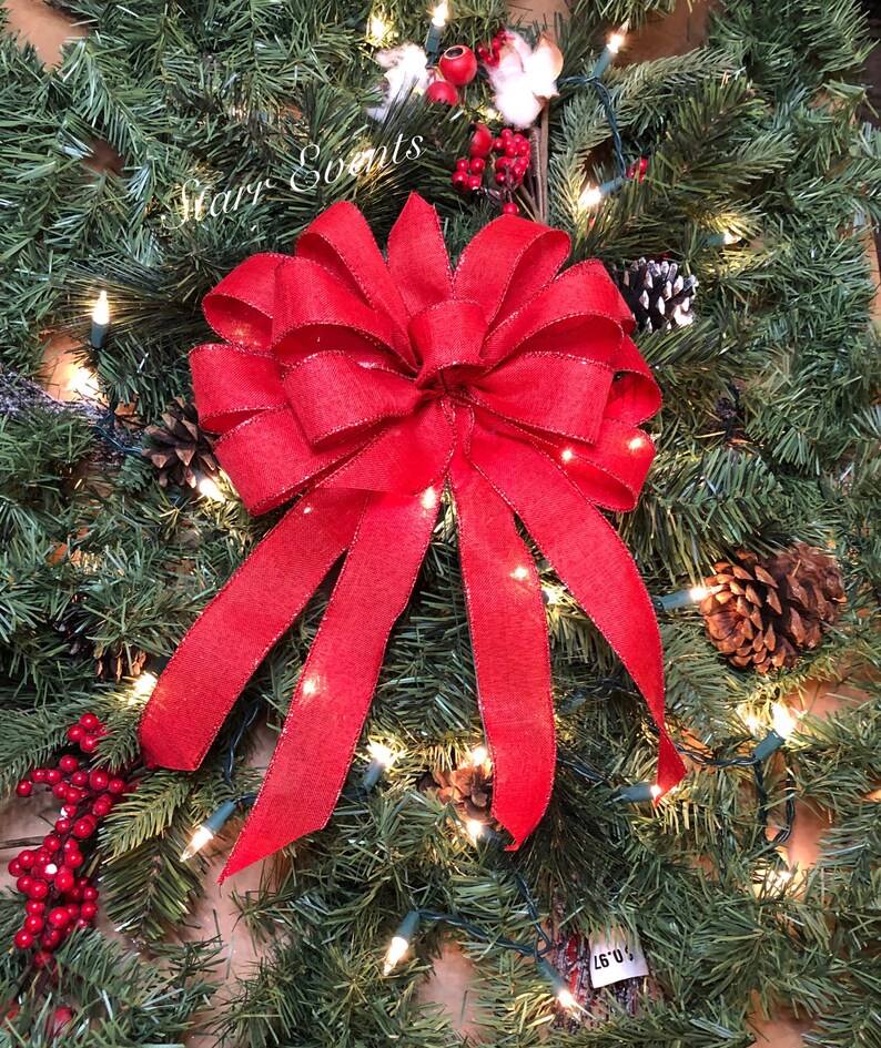 Red Christmas Bows. Christmas Wreath Bows. Rustic Christmas Decorations ...