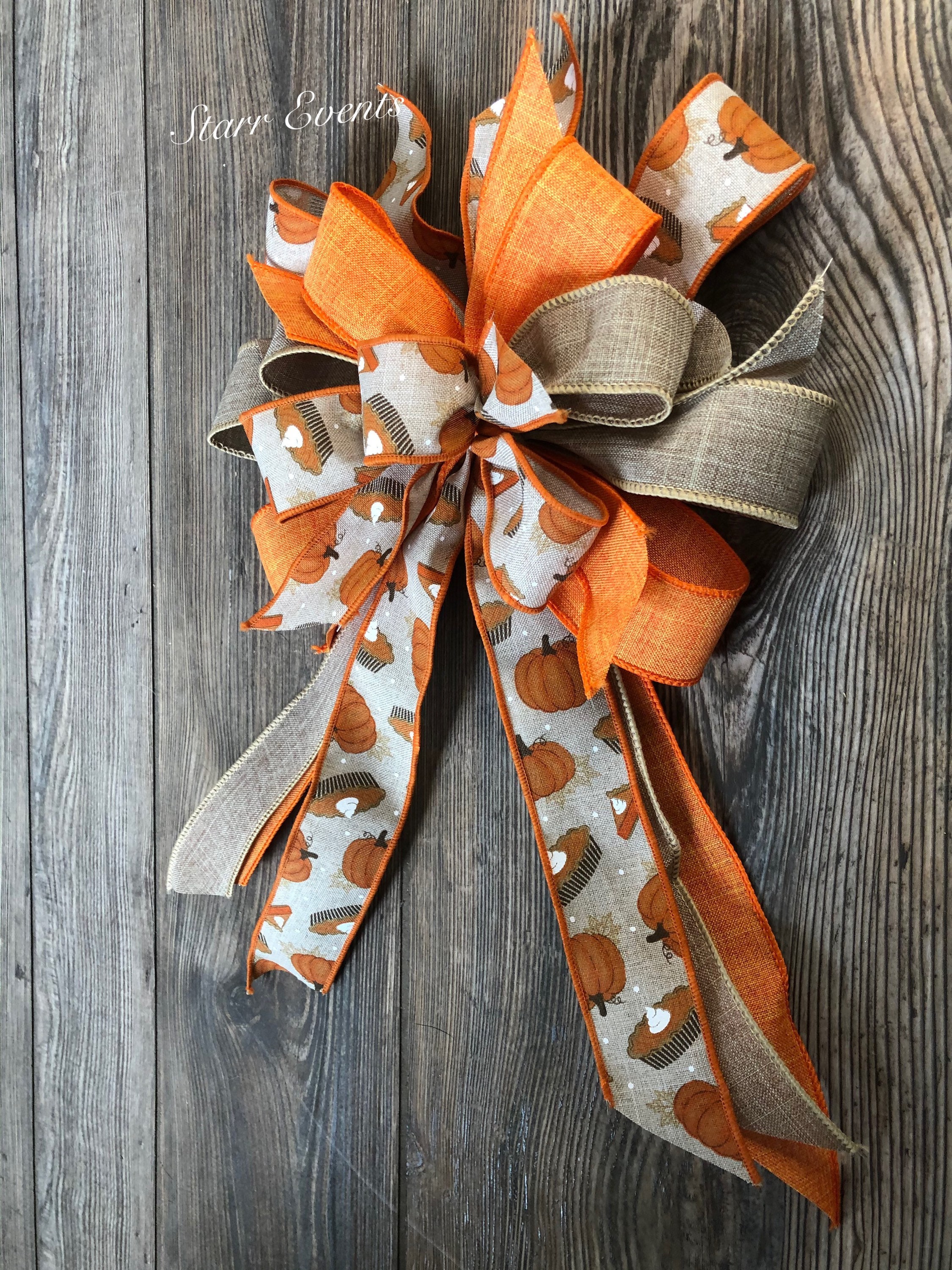 Fall Wreath Bow. Fall Bows. Pumpkin Pie Bows. Bows With Pumpkin Pie ...