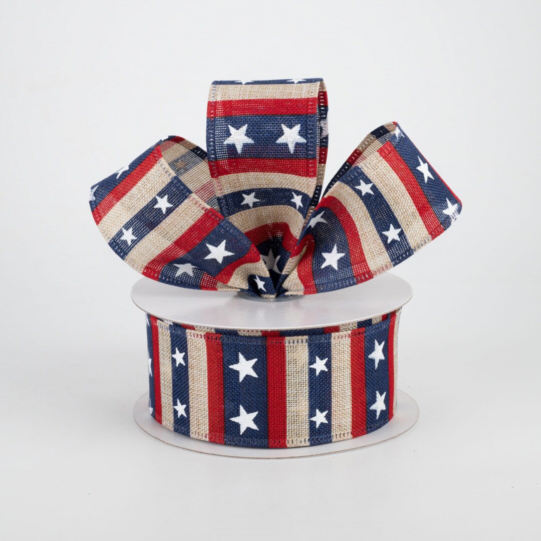 Fourth of July Ribbon by the Roll. 10 Yards. 1.5" Wide Rustic Americana ...