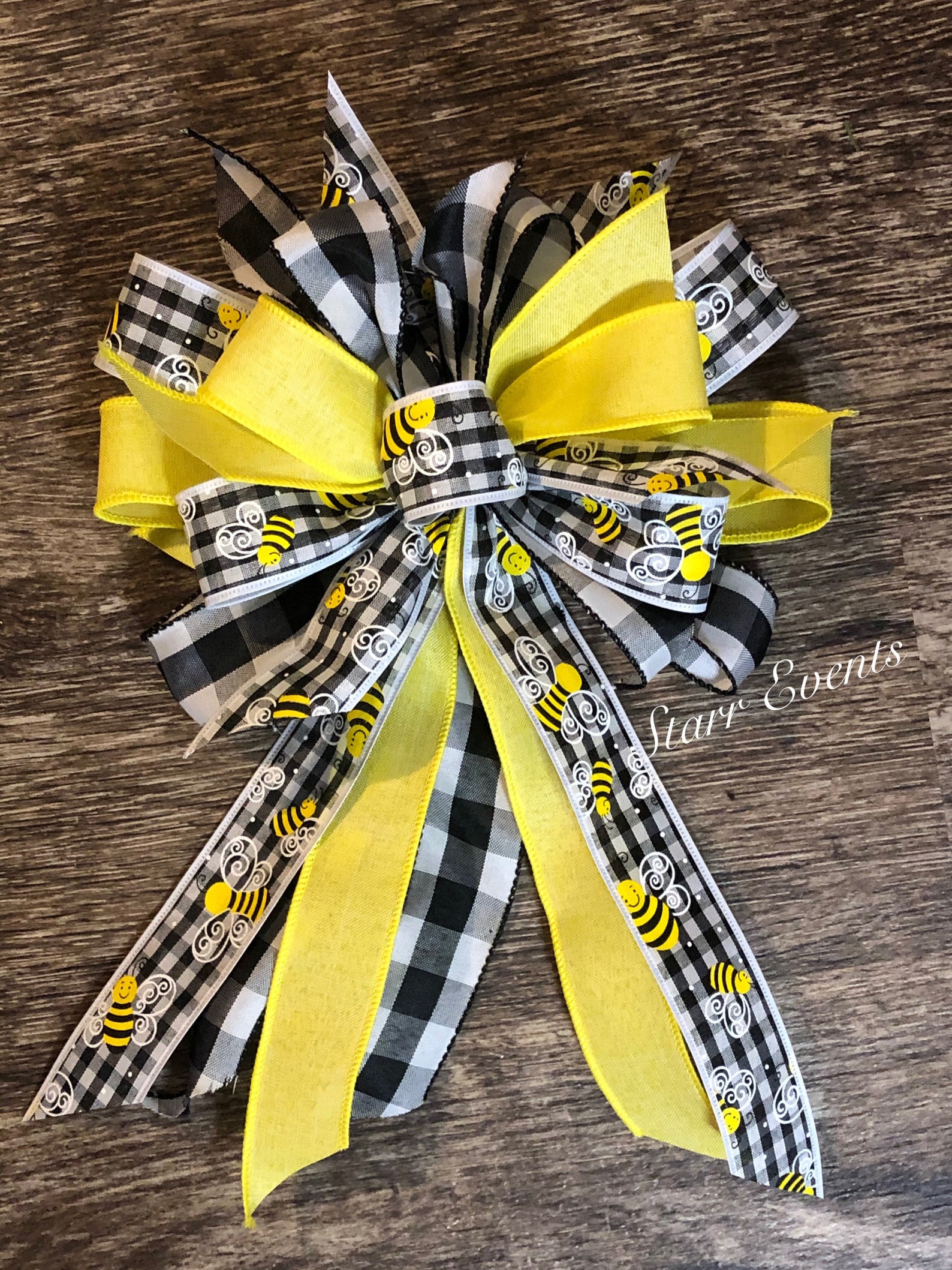 Bumble bee Wreath bow. Bumble bee ribbon. Bee decor Summer | Etsy