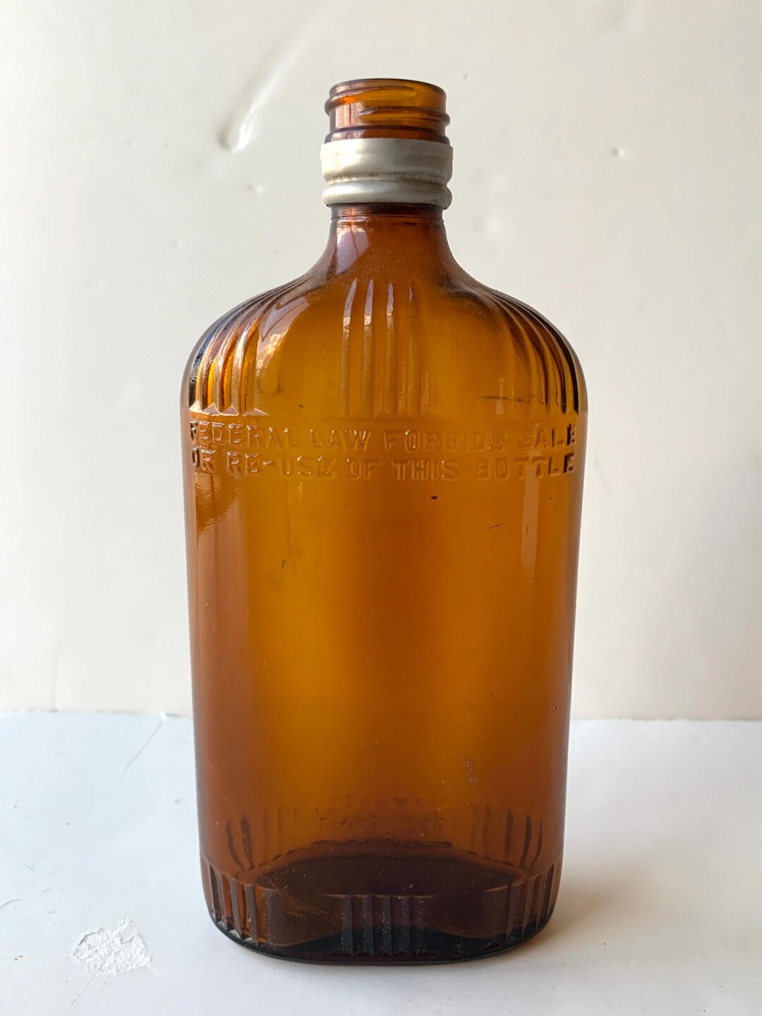 Vintage Prohibition Amber Flask Bottle One Pint - Etsy