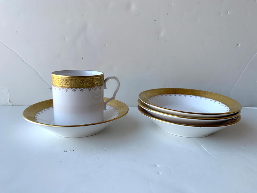 Caverswall Vintage Gold Trim Demitasse Cup and 4 Saucers - Etsy