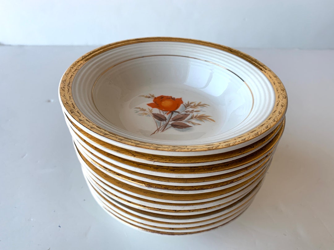 American Limoges Triumph Vermillion Rose 6 Bowls Set of 12 - Etsy