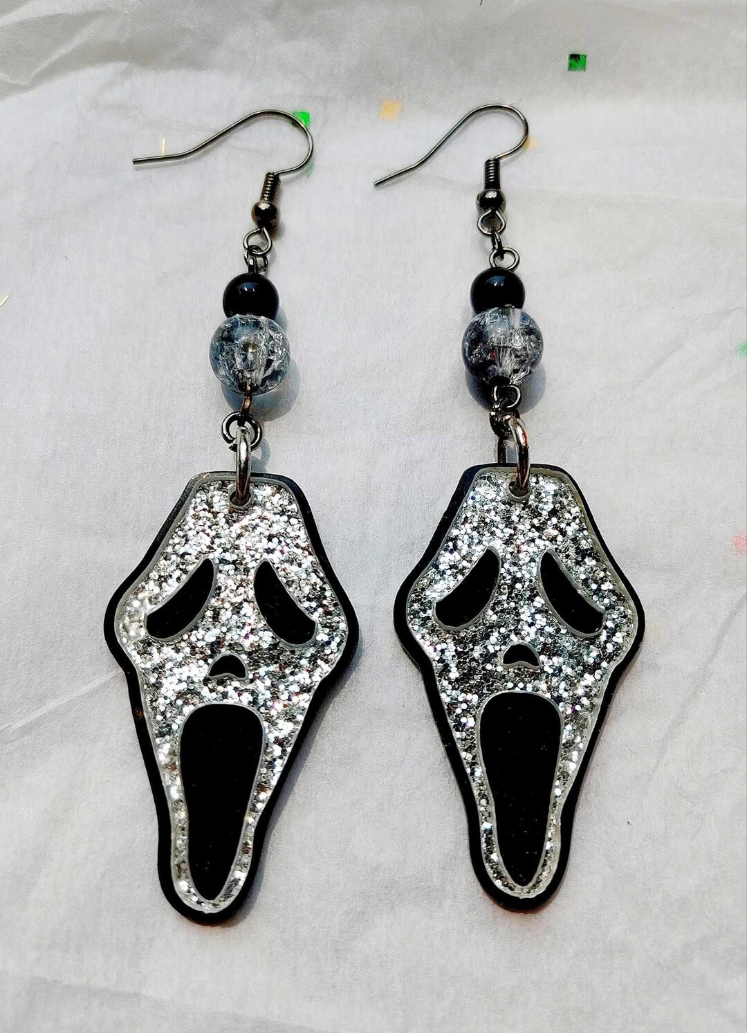 Horror Scream Movie Glitter Ghostface Hook Dangle Earrings - Etsy