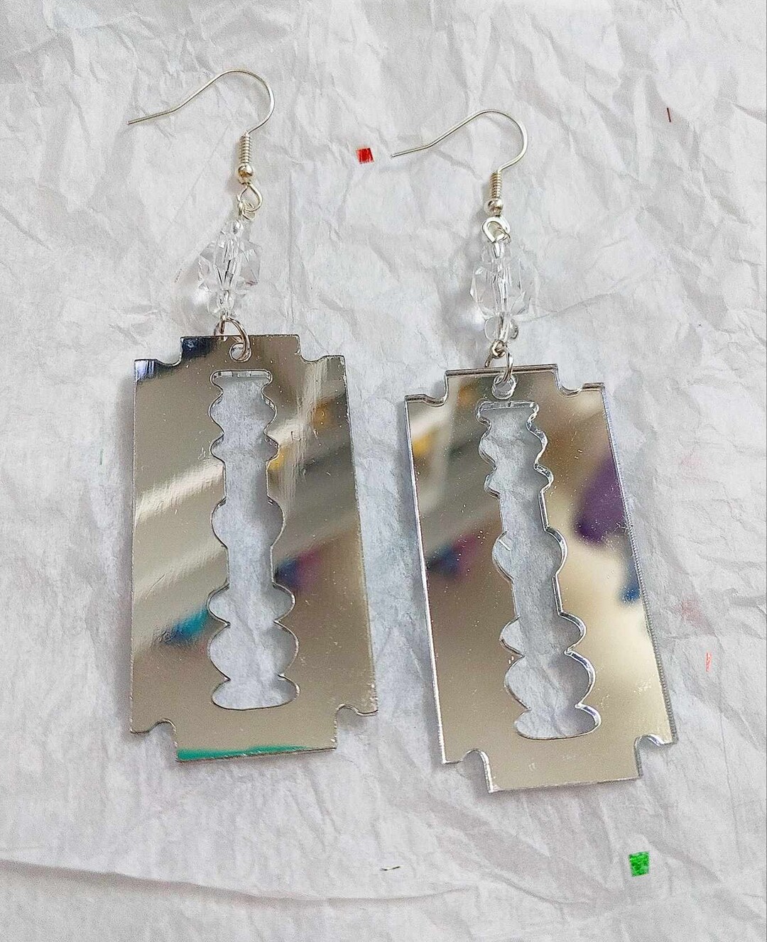 Menhara Razor Blade Pendant Hook Earrings - Etsy