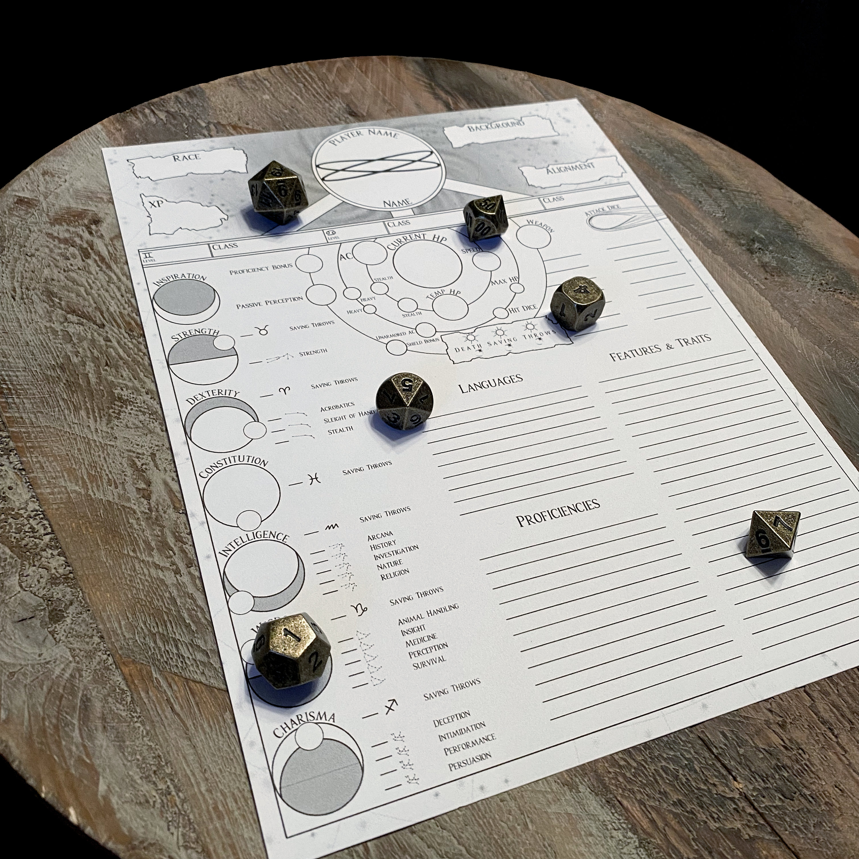 Astronomer Character Sheet Set D&D 5e Circle of the Moon Stars - Etsy