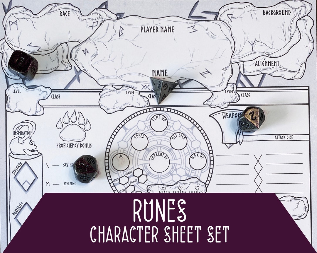 Runes Character Sheet Set D&D 5e - Etsy