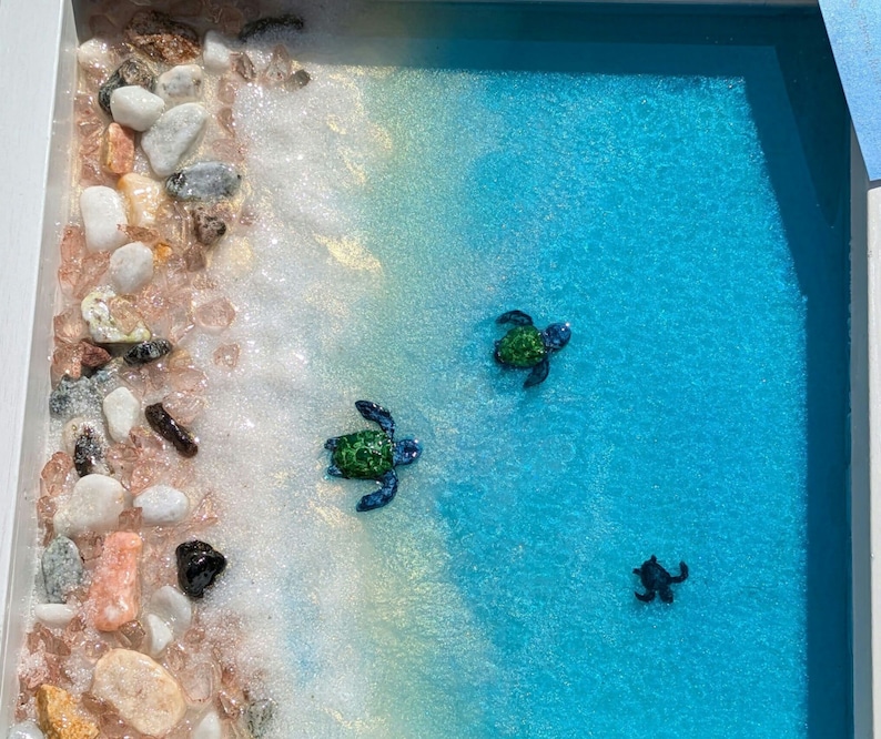 3D Turtle, Resin Encased Beach Scene - Etsy