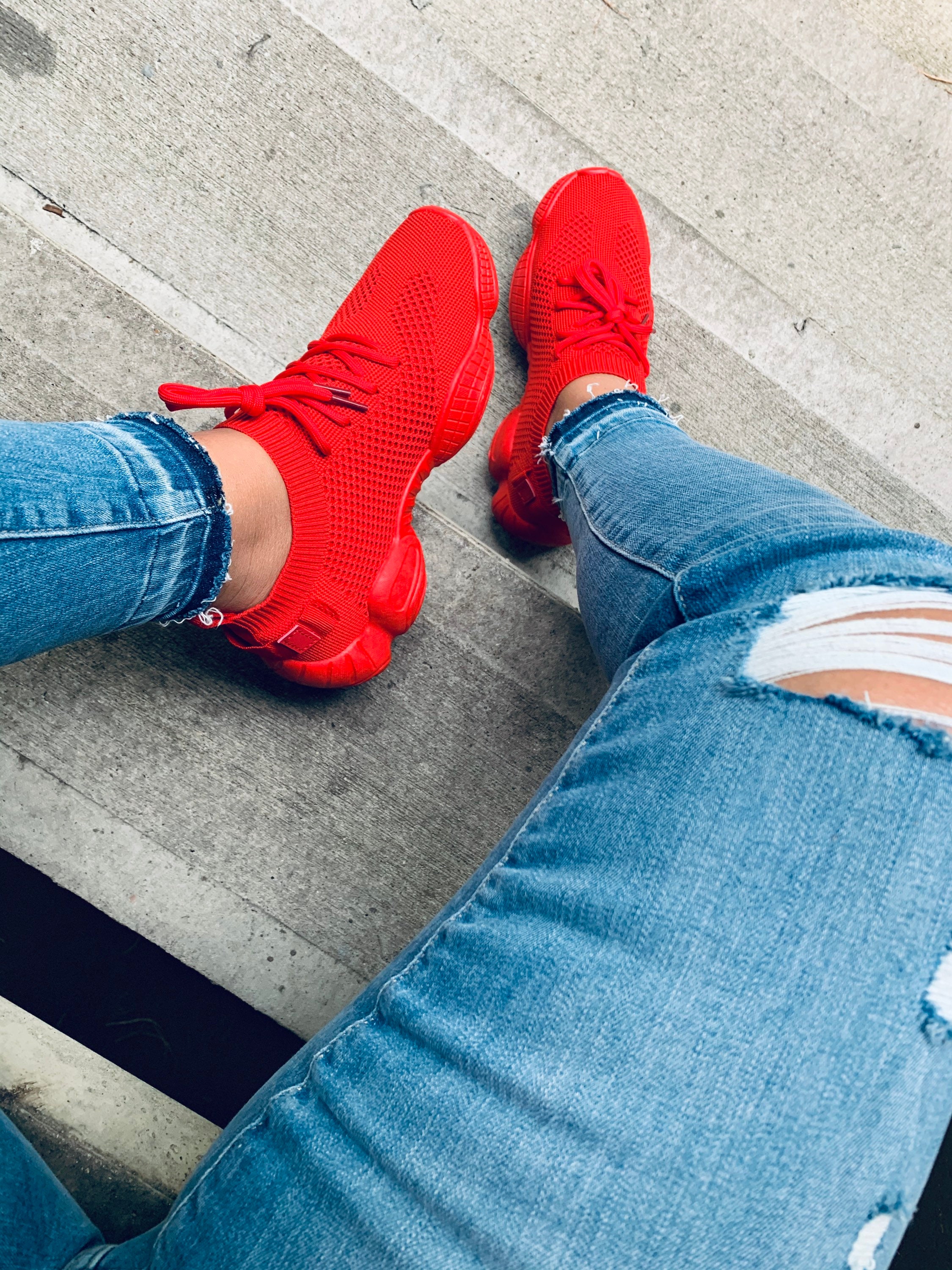 Damen rote Fashion Sneakers | Etsy