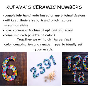 Ceramic Numeral With Mosaic Ornaments, Custom Numbers Wall Decor, House ...
